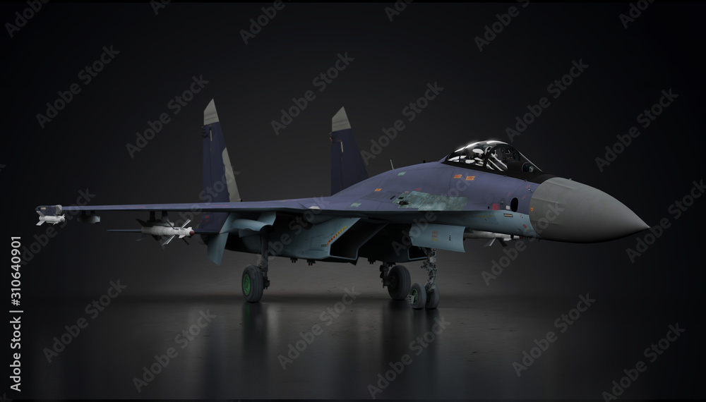 Su-35 sukhoi russian soviet fighter jet airplane in dark unknown ...