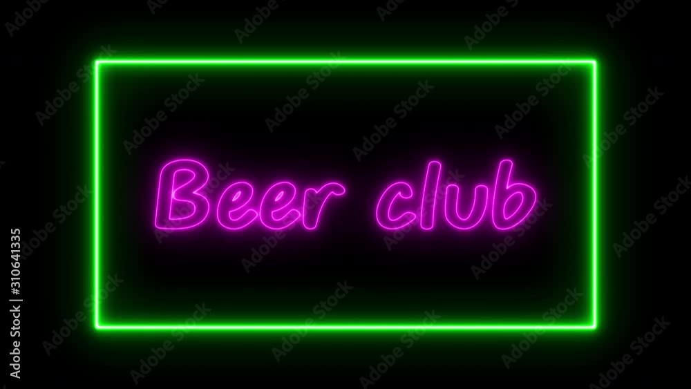 Vidéo Stock Beer club, pud neon sign fluorescent light glowing on ...