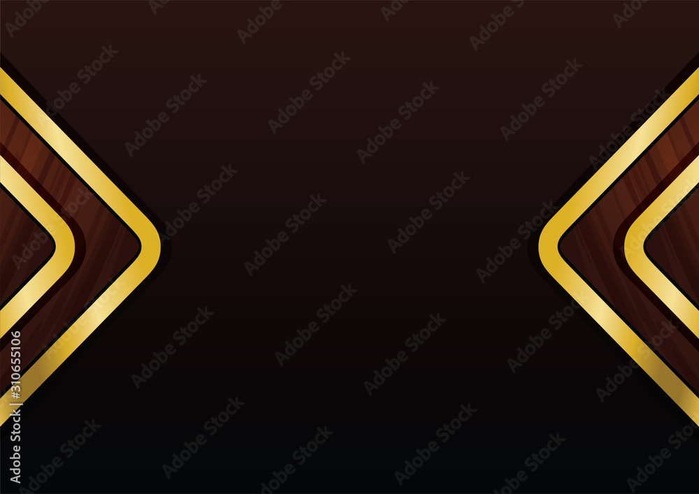 Brown theme background template with golden & wooden triangle border ...