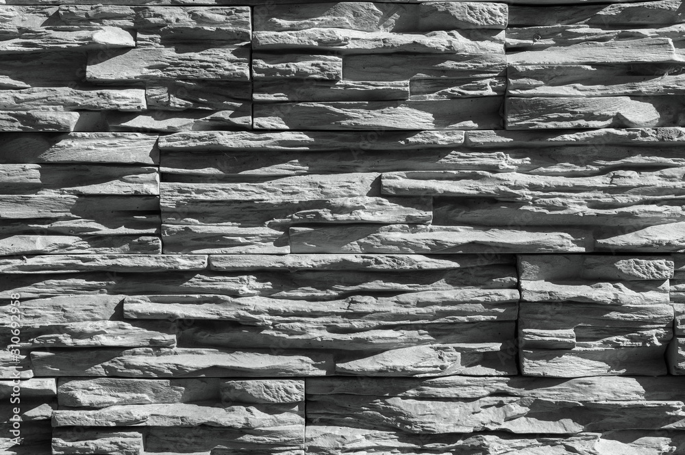 Abstract gray slate pattern stone block wall texture for background and ...