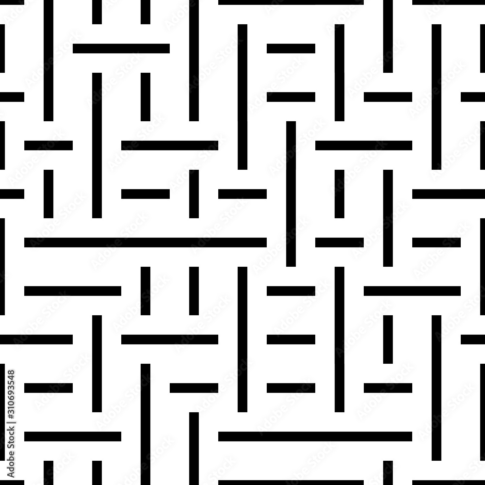 Seamless Pattern With Horizontal And Vertical Black Segments Stock