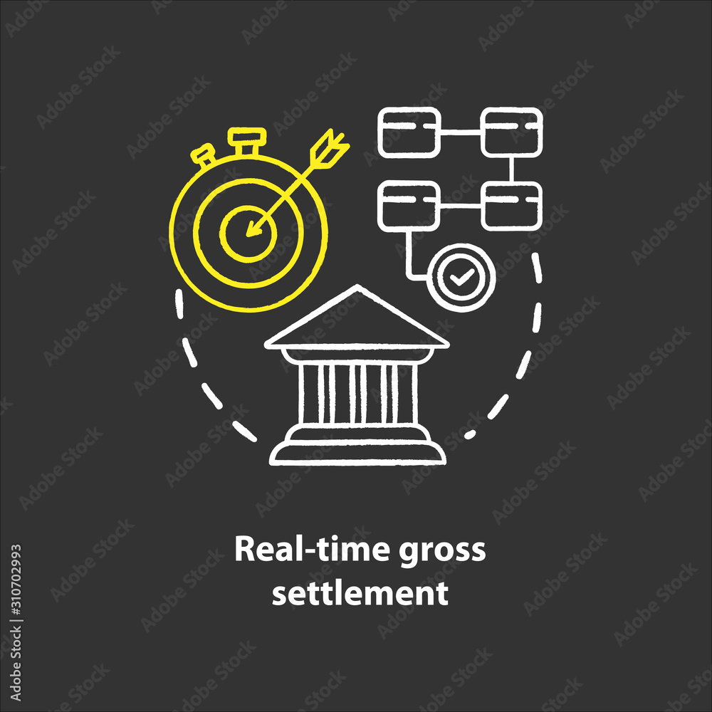 Vektorová grafika „Real time gross settlement chalk concept icon. Funds ...