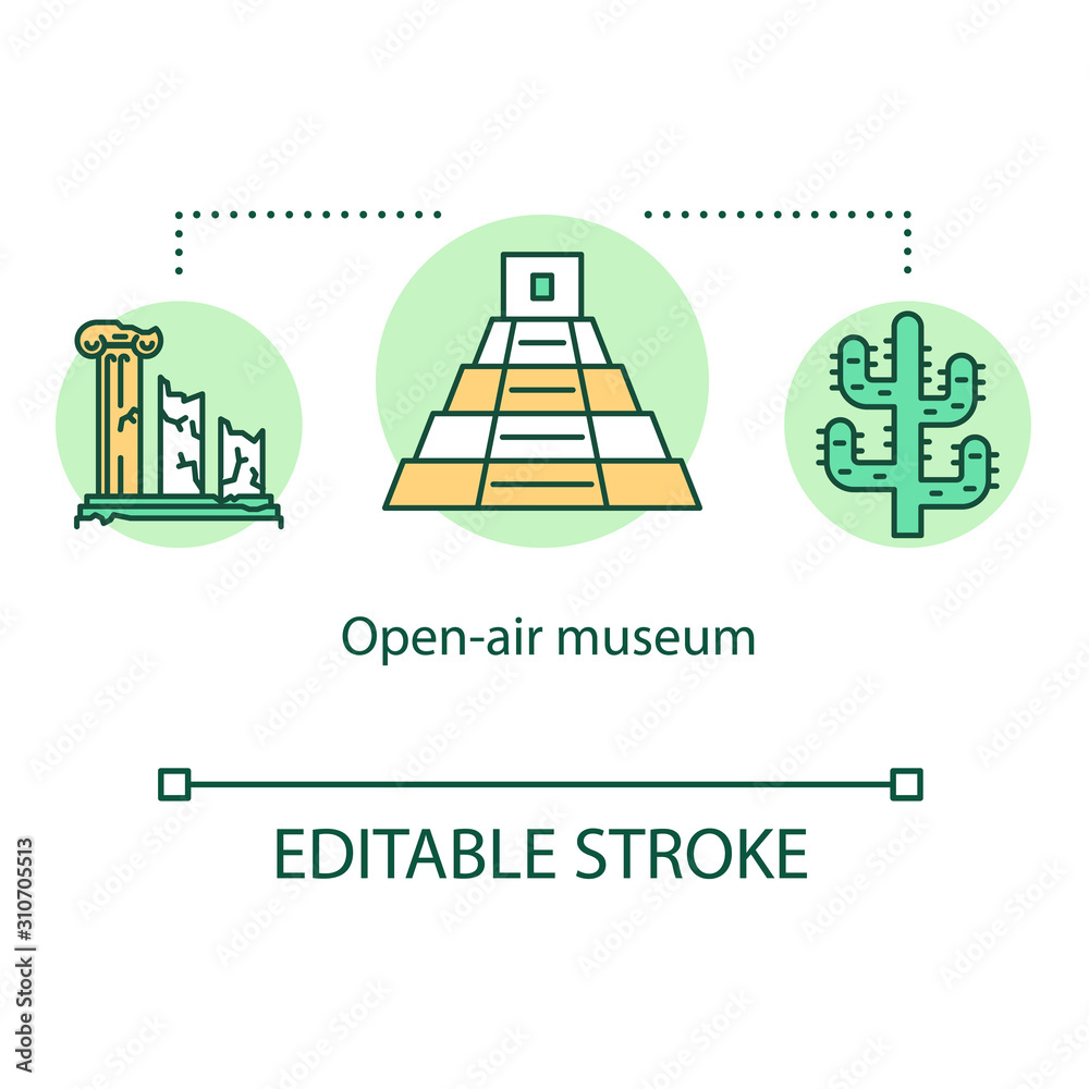 Open-air museum concept icon. Cultural heritage exposition ...