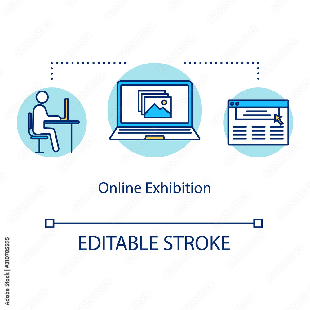 Online exhibition concept icon. Educational website. Virtual reality ...