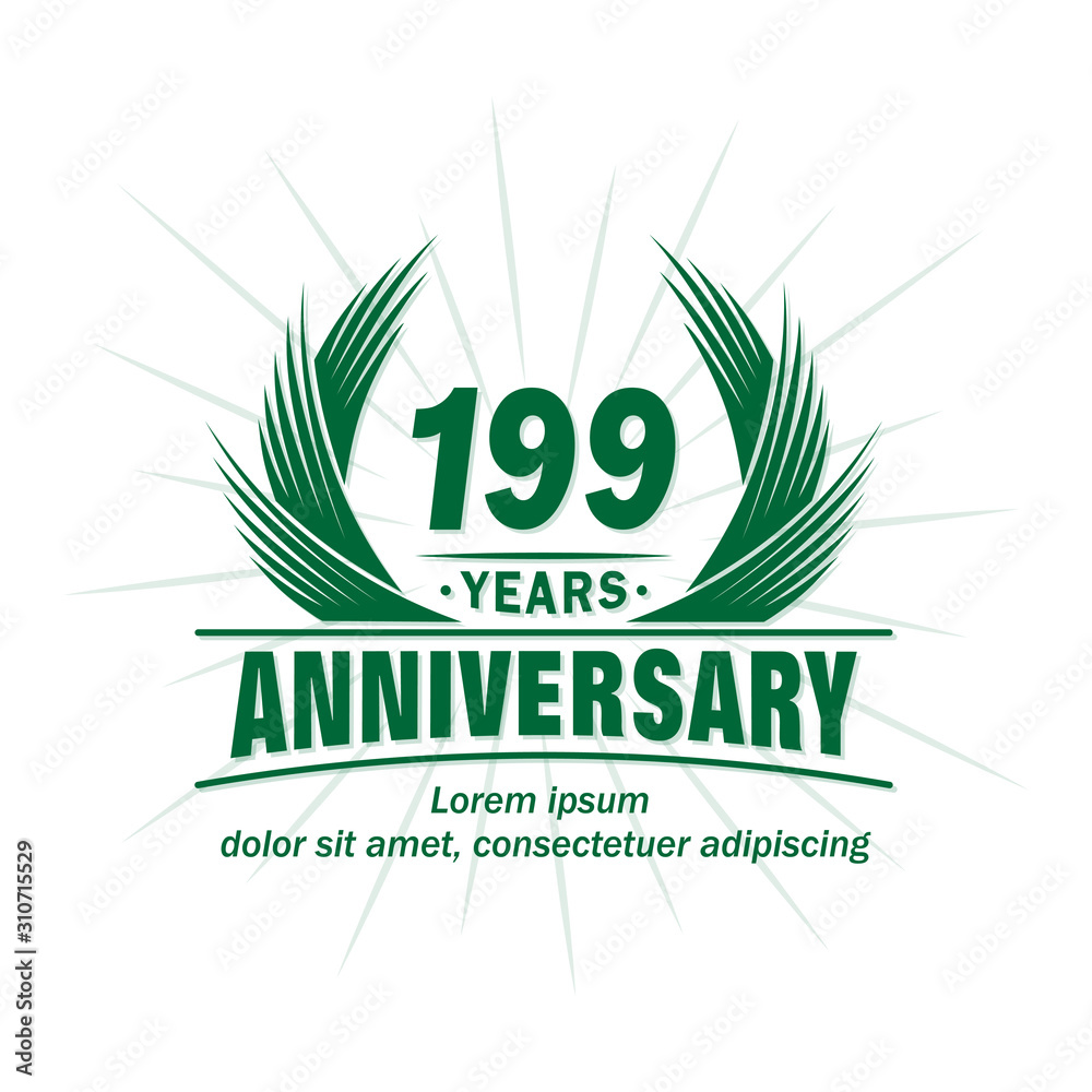 199 years logo design template. 199th anniversary vector and ...