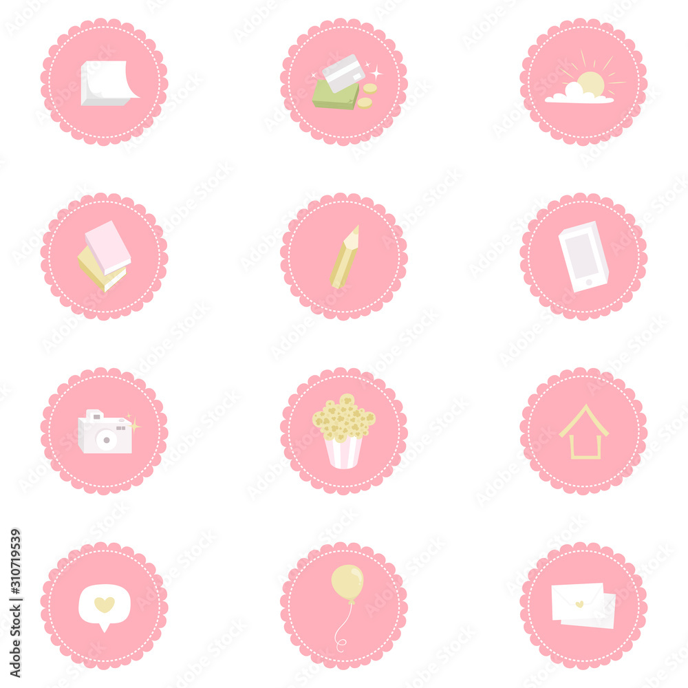 Collection of 12 Instagram Highlights Stories Covers. Cute vector ...