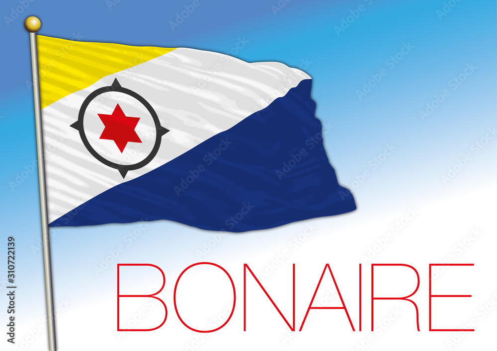 Bonaire island official flag, caribbean country, vector illustration ...