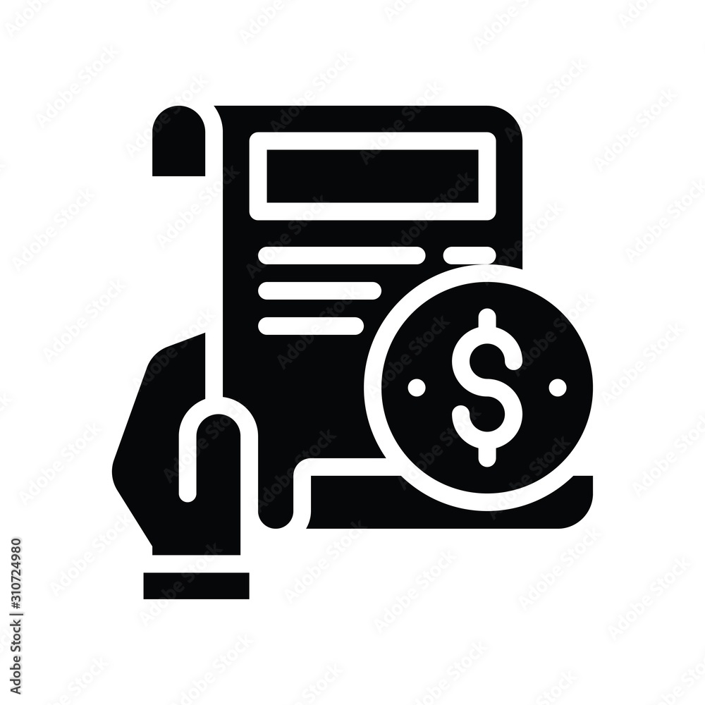 bill or pay slip in hand and dollar vector in solid design Stock Vector ...