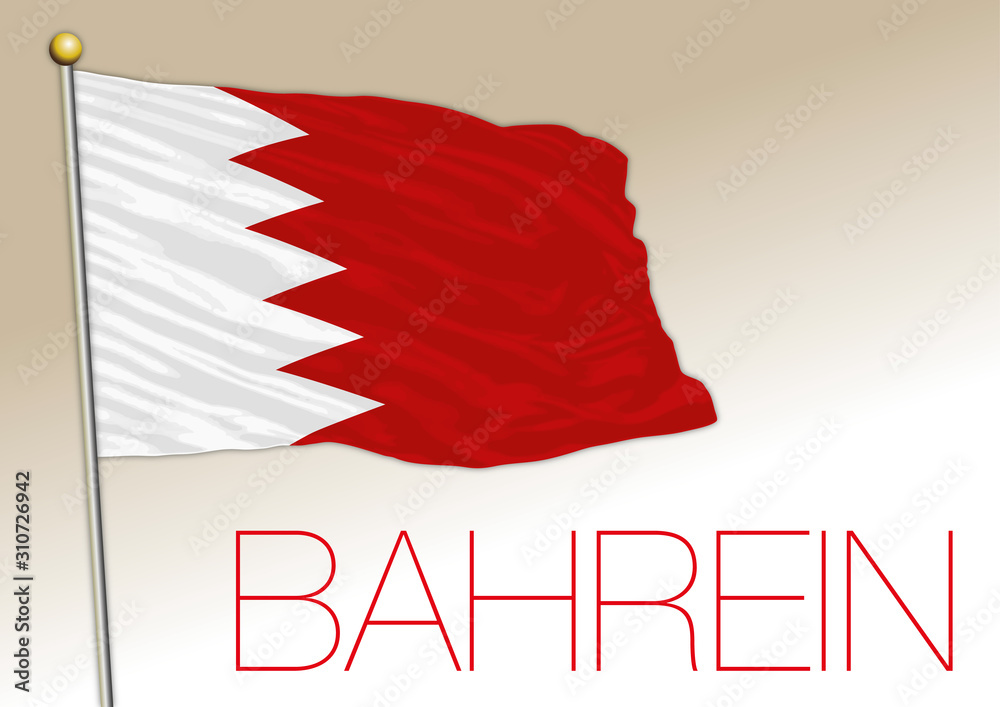 Bahrain official national flag and coat of arms. vector illustration ...