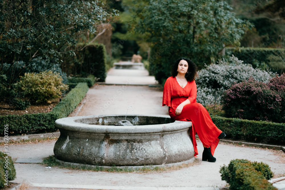 Extroverted woman with disability enjoying in botanical garden Stock ...