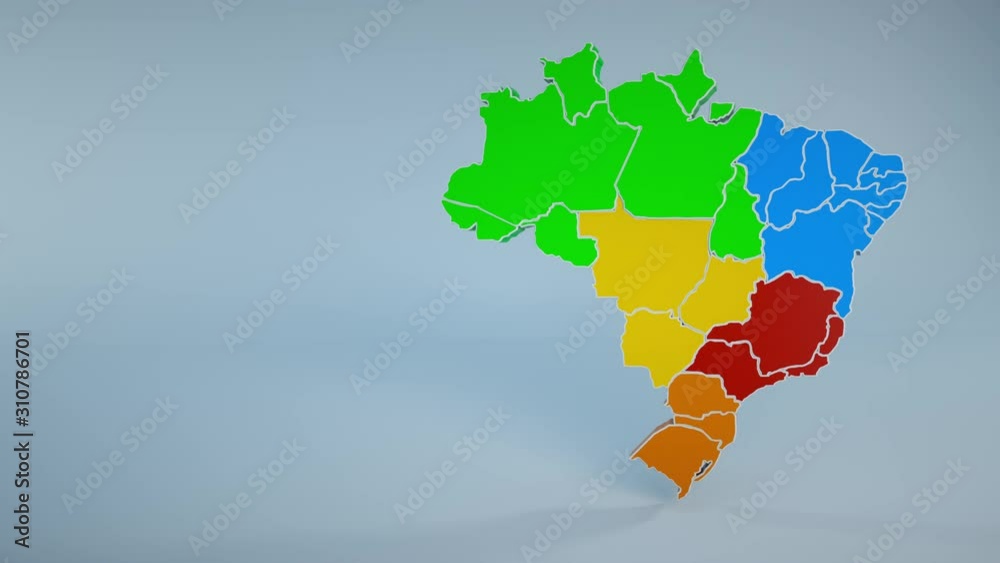 Brazil Map, States and Regions. 3D Animated Brazilian map intro ...