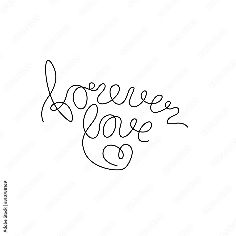 Forever Love inscription in heart continuous line drawing, small tattoo ...