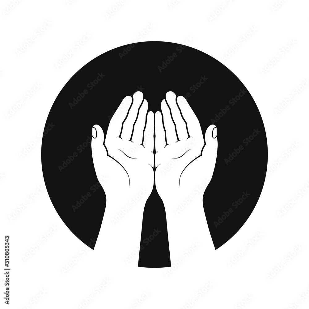 Gesture of the hands folded in prayer graphic icon. Hands cupped ...