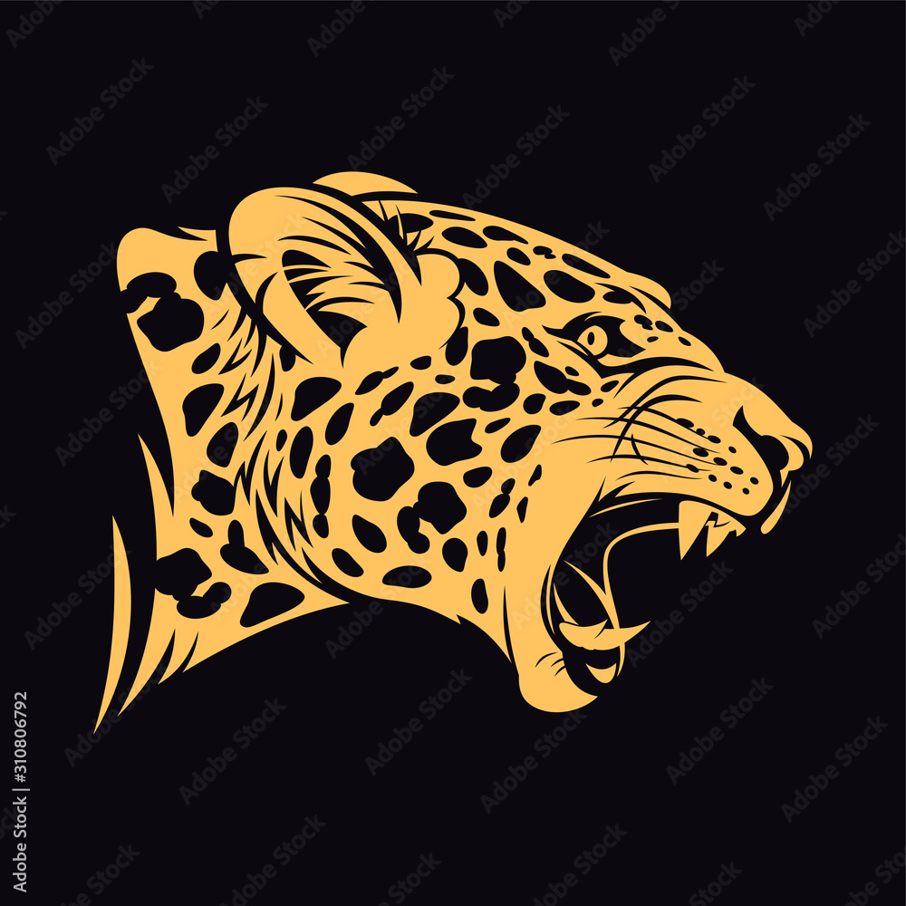 Vetor de Growling jaguar vector illustration. Wild cat head. do Stock ...