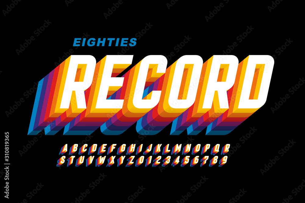 Retro eighties style font, alphabet letters and numbers Stock Vector ... Retro eighties style font, alphabet letters and numbers Stock Vector ...