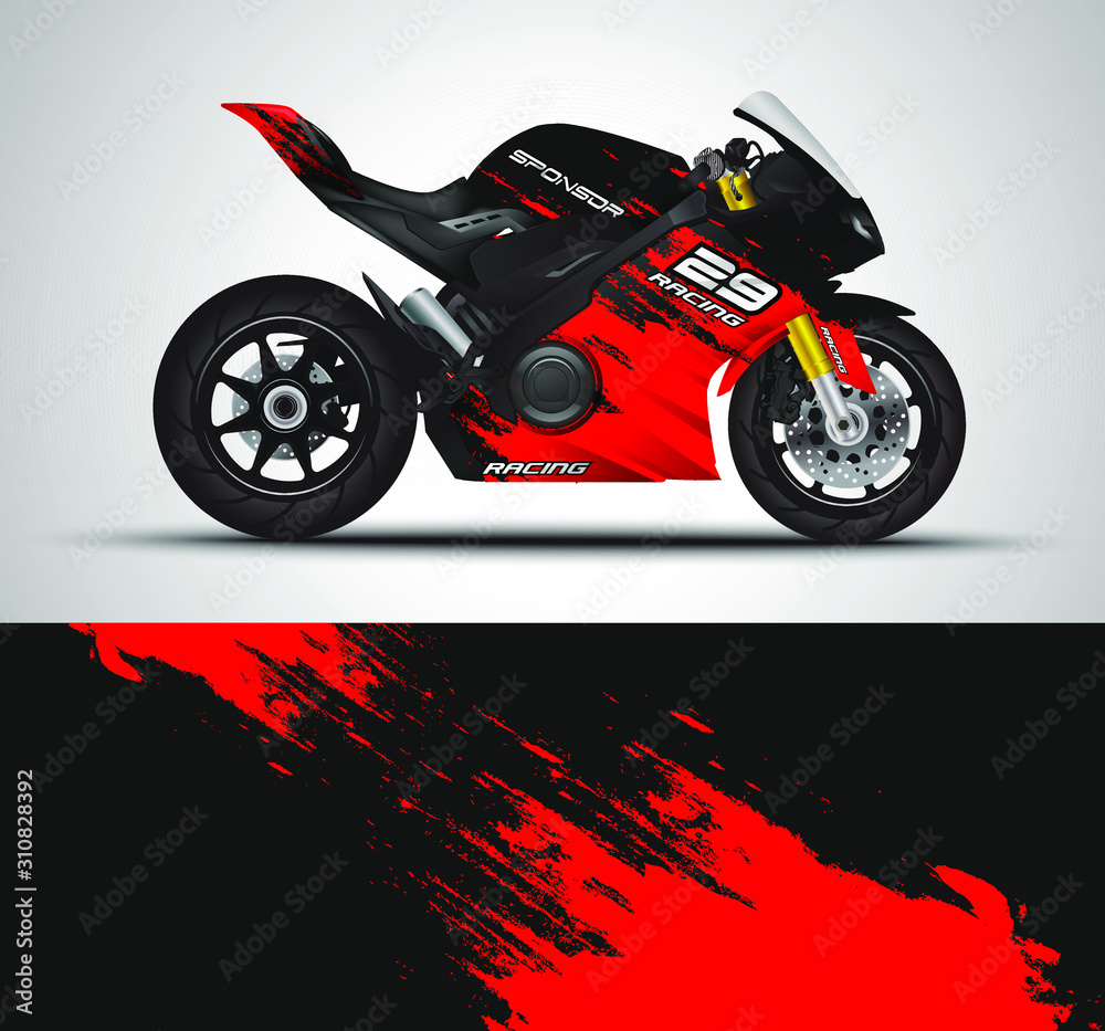 Racing motorcycle wrap decal and vinyl sticker design. Concept graphic ...