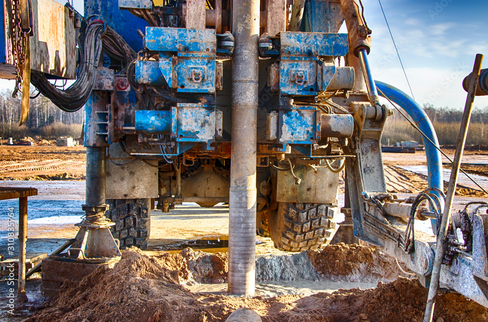 Drilling rig. Drilling deep wells. Coring. Industry. Mineral ...