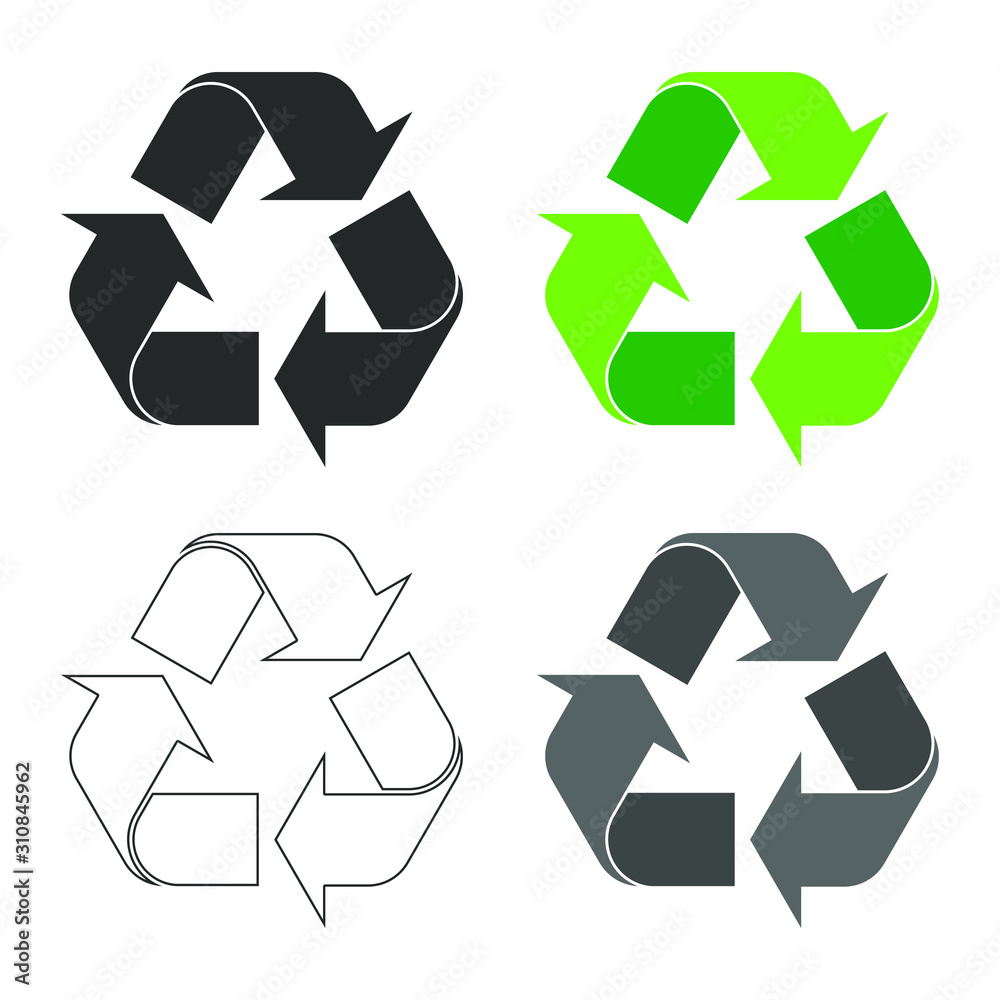 Cartoon flat style eco recycling trash can icon shape. Recycle ecology ...