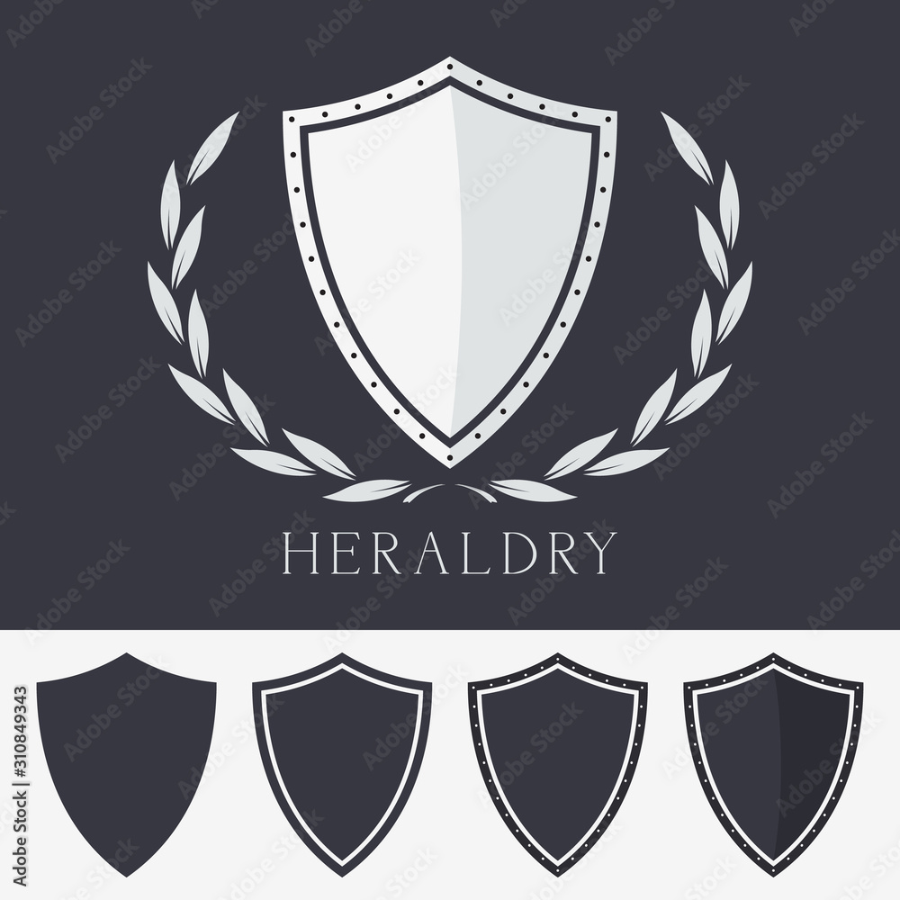 Heraldic Shield with Wreath Sign Vector Illustration. Symbol and Emblem ...
