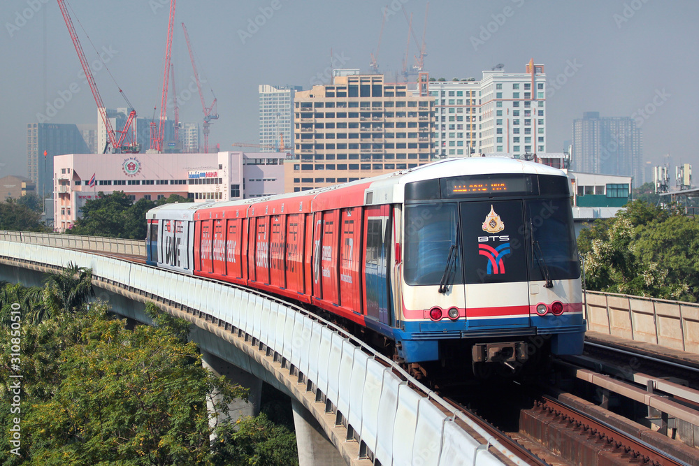 Bangkok, Thailand - December 12, 2019: Silom line of Bangkok Mass ...