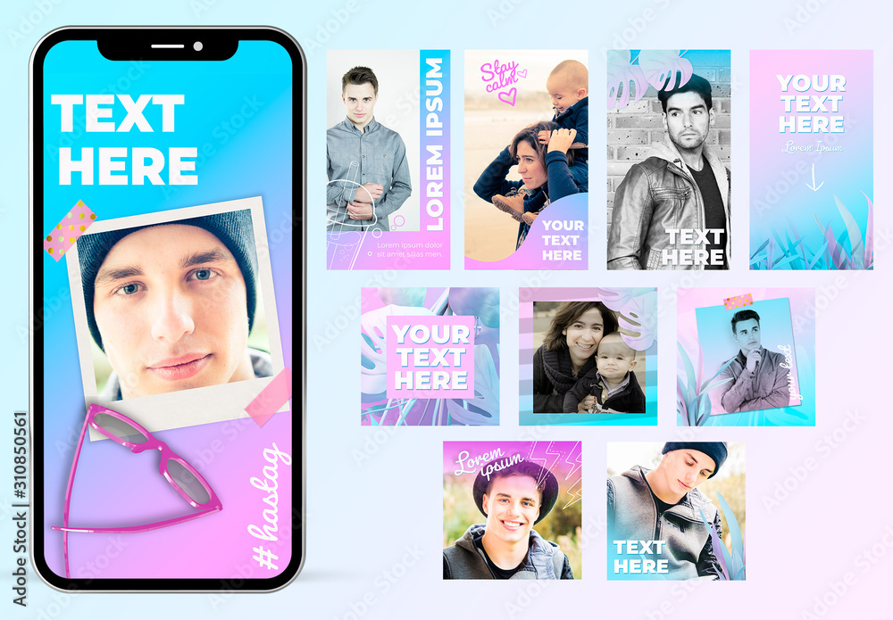 Pastel Color Social Media Post Layout Set Stock Template | Adobe Stock