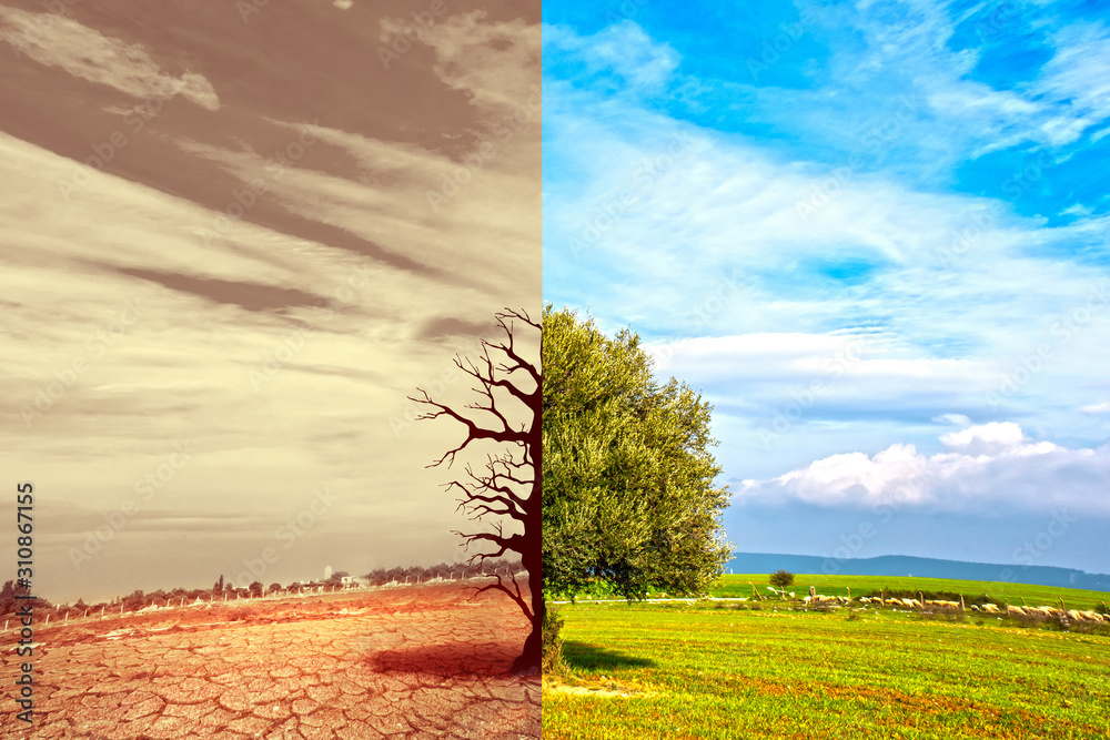 Climate change concept, image of a global warming concept showing the ...