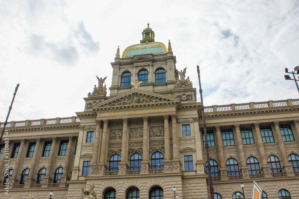 Facade of the Historical Building of the National Museum of Prague (NM ...
