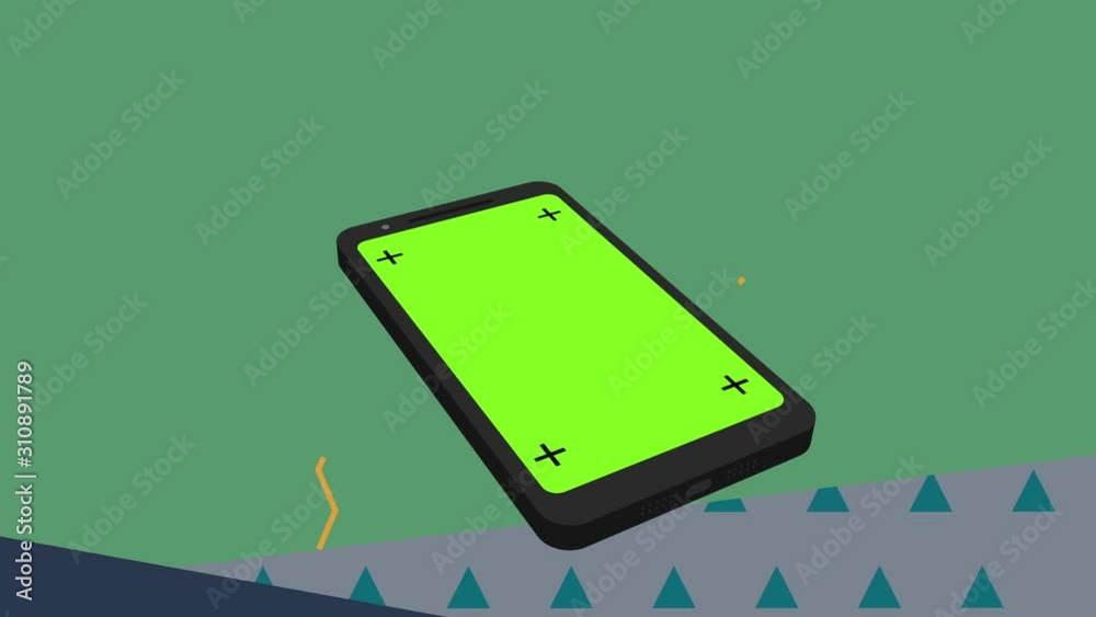 Fake 2D - 3D white phone animation. Mockup. Chroma screen with track ...