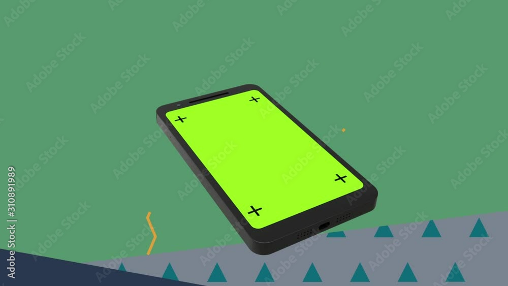 Realistic 3D black phone animation. Mockup. Chroma screen with track ...