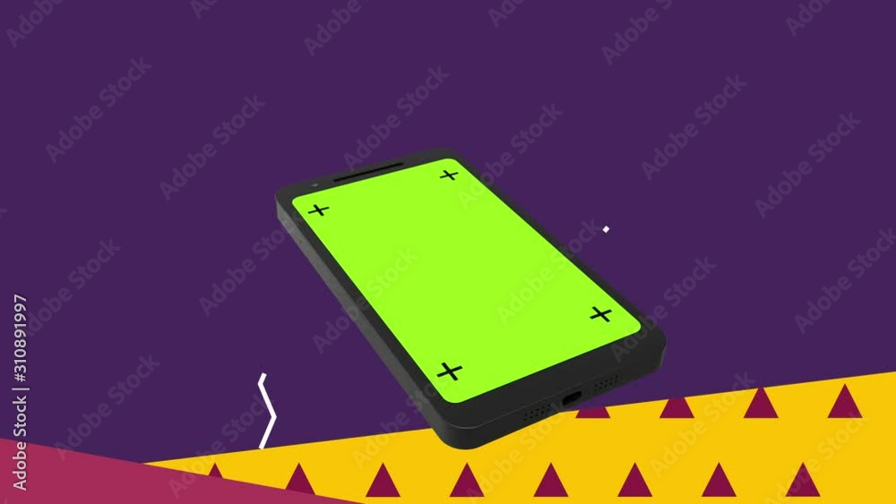 Realistic 3D black phone animation. Mockup. Chroma screen with track ...