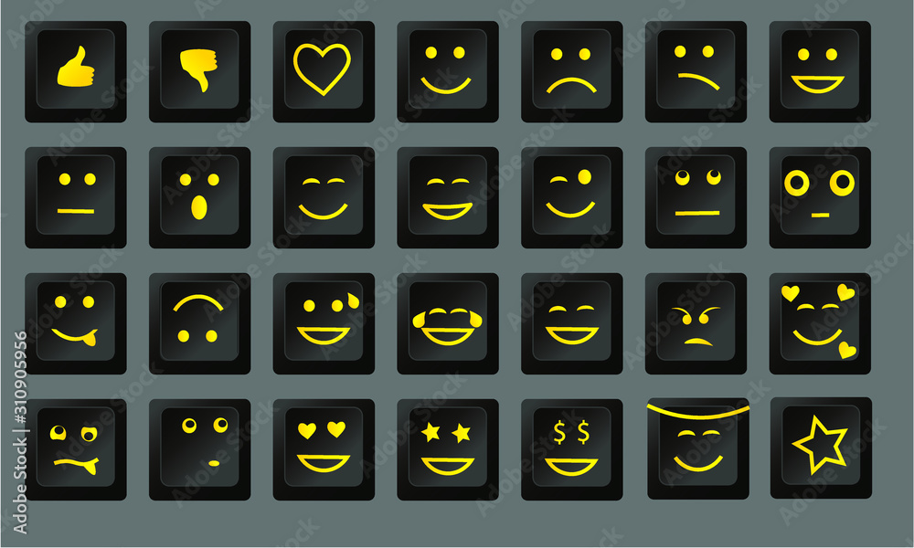 different smiley letter keyboard button collection, love heart smile ...