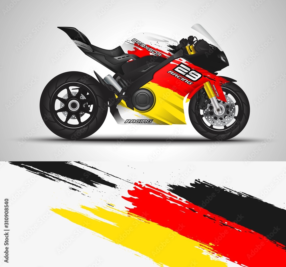 Racing motorcycle wrap decal and vinyl sticker design. Concept graphic ...