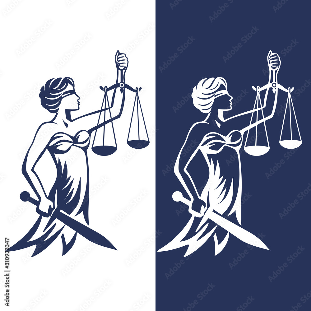 Lady justice, Themis with sword and scales. Fair trial Law. Femida ...