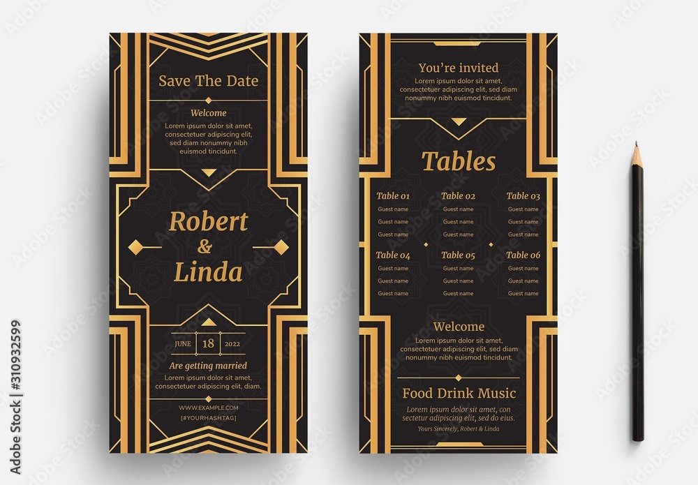 Art Deco Card Layout Stock Template | Adobe Stock