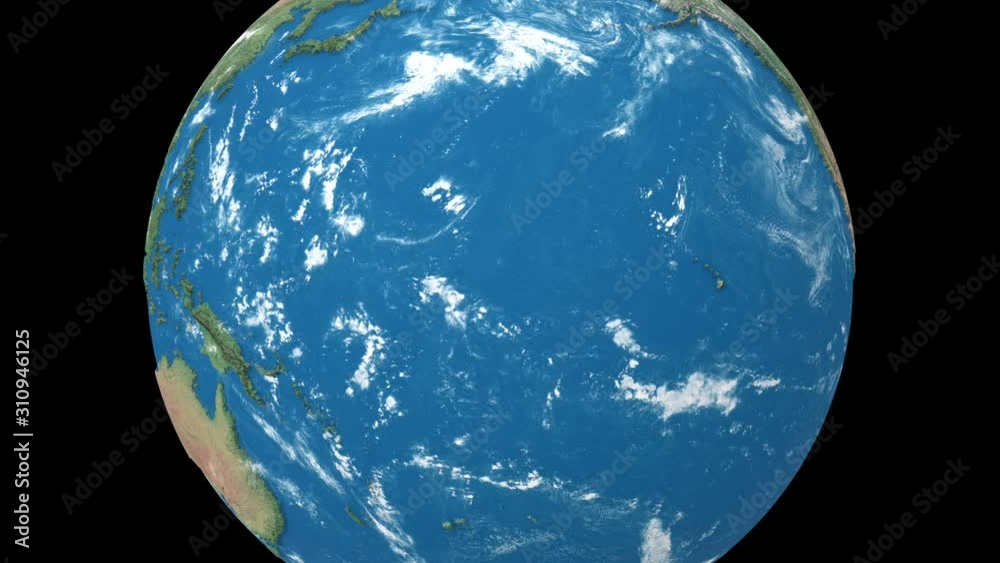 Realistic rotating Earth planet isolated on black background. Spinning ...