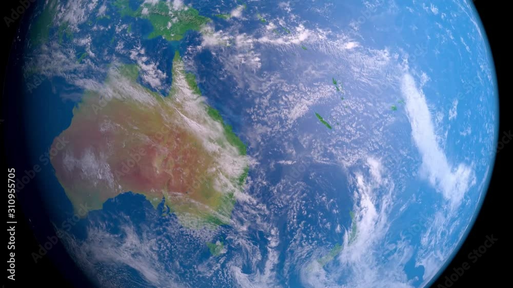 Earth from space. Camera on top of the earth, the center of the ...