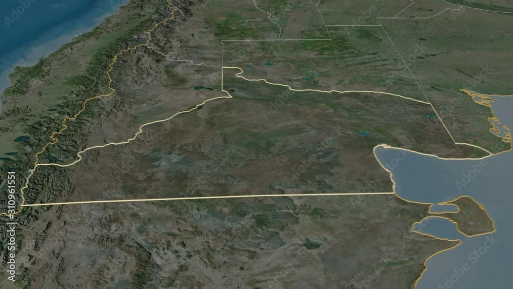 Vidéo Stock Río Negro, province with its capital, zoomed and extruded ...