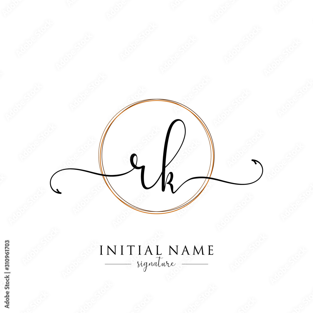 Initial Letter RK Signature Handwriting and Elegant Logo Design Vector ...
