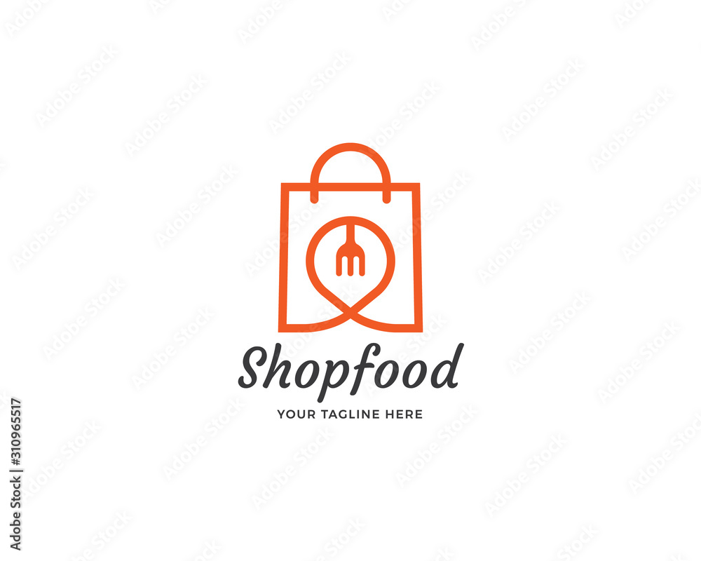 Shop food logo Stock Vector | Adobe Stock