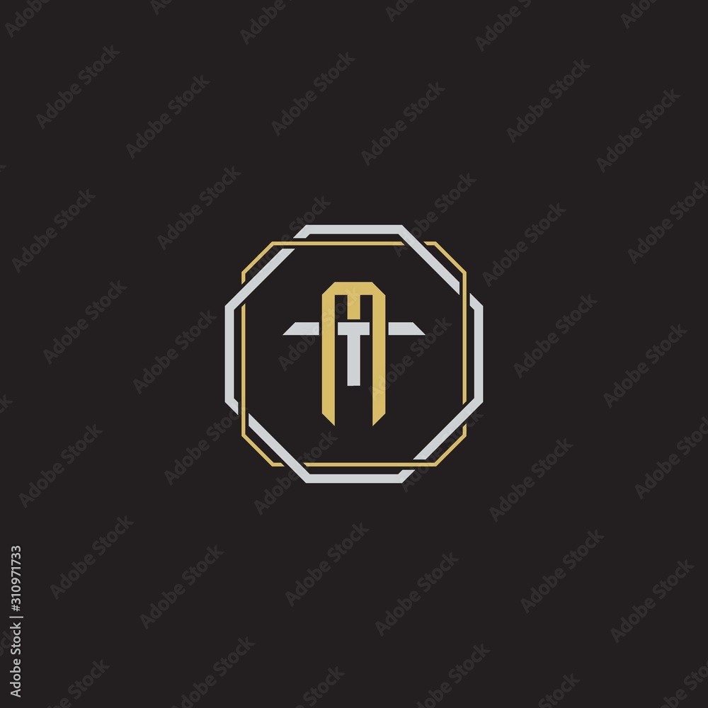 MT Initial letter overlapping interlock logo monogram line art style ...
