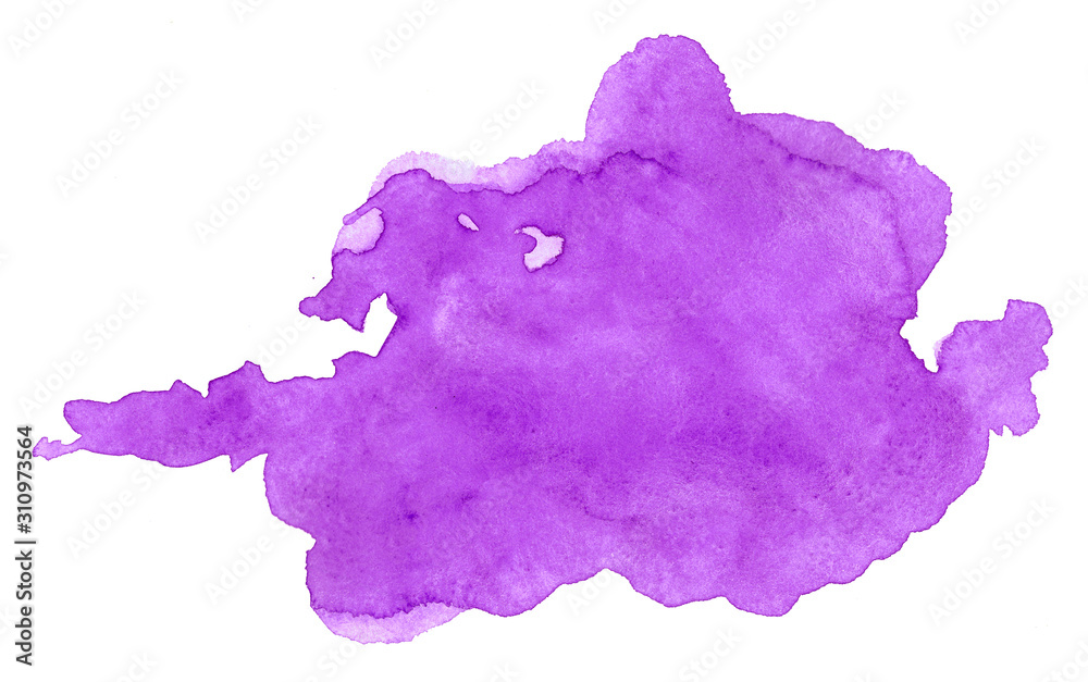 Continuous shapeless purple watercolor stain. Use as a background for ...