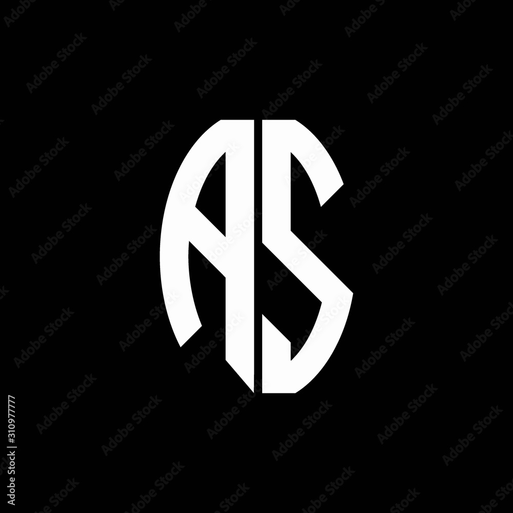 AS logo monogram designs template isolated on black background Stock ...