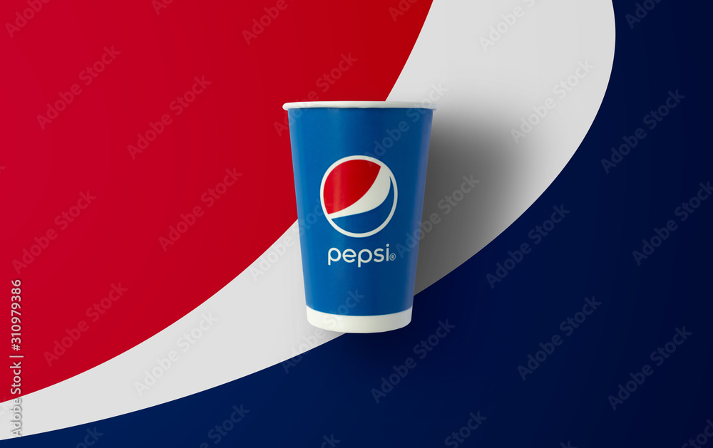 BANGKOK, THAILAND - December 18, 2019: Pepsi paper cup with new Pepsi ...