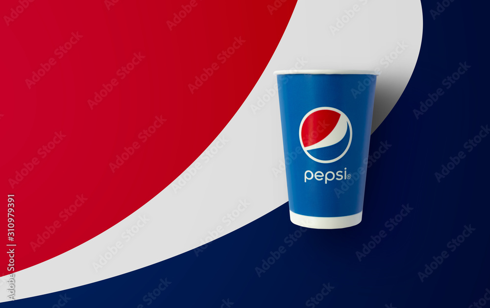 BANGKOK, THAILAND - December 18, 2019: Pepsi paper cup with new Pepsi ...