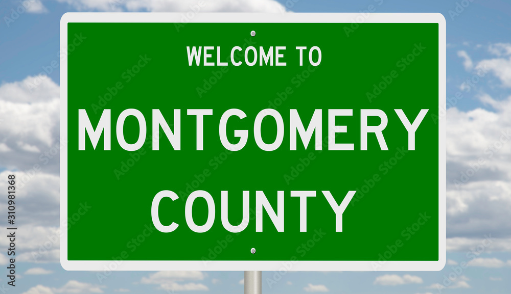Rendering of a green 3d highway sign for Montgomery County Stock ...