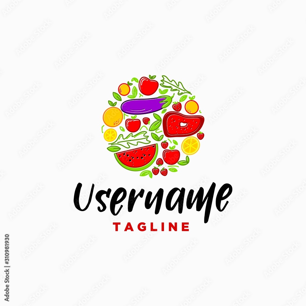 restaurant logo design template . mix food logo design template . green ...