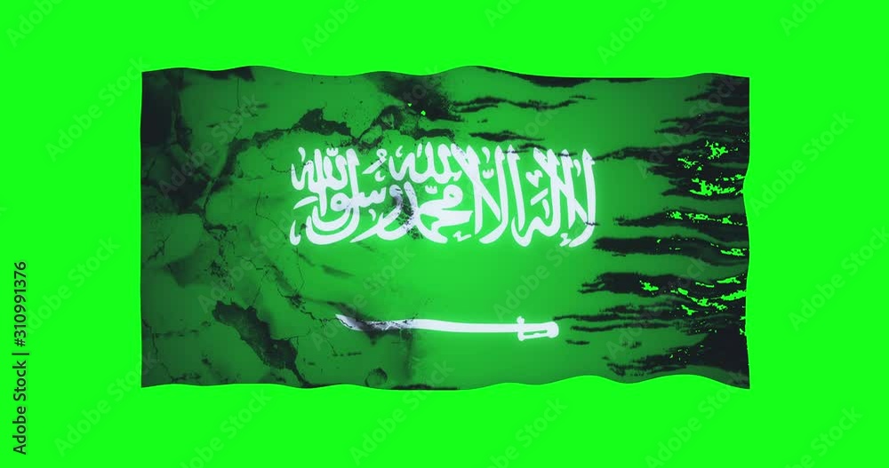 Arabia flag grungy and destroyed effect on green screen background ...