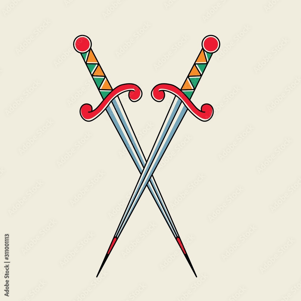 Traditional Dagger Tattoo Outline
