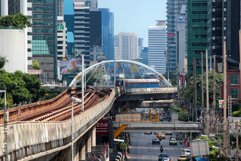 Bangkok, Thailand - December 1, 2019: Sathong Road and Silom line of ...