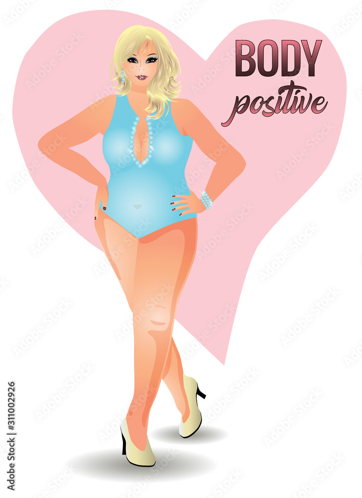 Body Positive Plus Size Sexual Woman Vector Illustration Stock Vector Adobe Stock